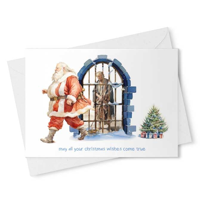 Amazon.com: Funny Political Christmas Card, Vintage Santa with Trump ...