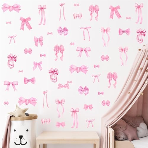 Amazon.com: DXLING 48pcs Pink Ribbons Wall Stickers for Kids Room ...
