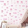 Amazon.com: 100 Pcs Pink Bow Wall Stickers Watercolor Girls Room Wall ...