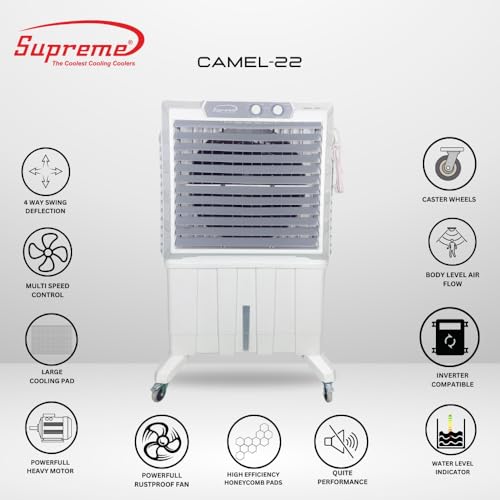 Supreme CAMEL-22 Desert Air Cooler with 110 Litre Water Tank | 450 Watt ...