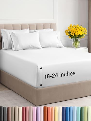 Amazon.com: Extra Deep Full Sheet Set - 6 Piece Breathable & Cooling ...