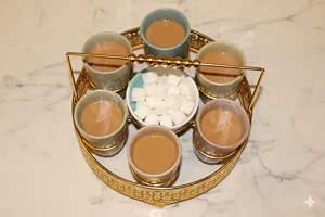 Buy Kulhar Style Tea Set of 6 with Gold Metal Tray & Center Sugar Bowl ...