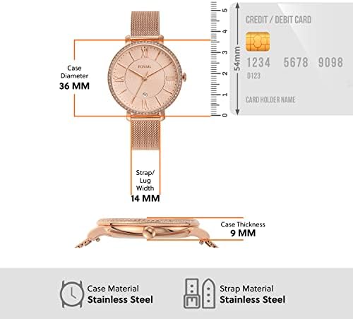 Fossil Women's Jacqueline Quartz Watch with Stainless Steel Strap, Rose ...