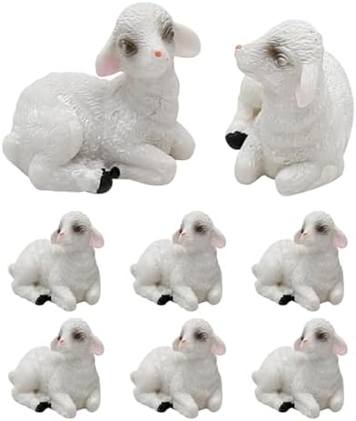 Amazon.com: Zreneyfex 8Pcs Miniature Sheep Figurines Micro Tiny ...
