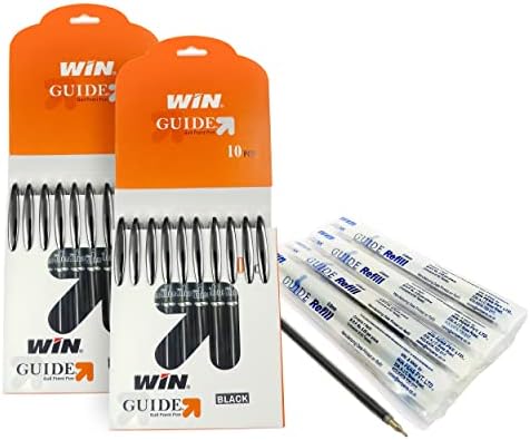 WIN Guide Ball Pens Set | 20 Black Ink Pens and 10 Refills | Premium ...