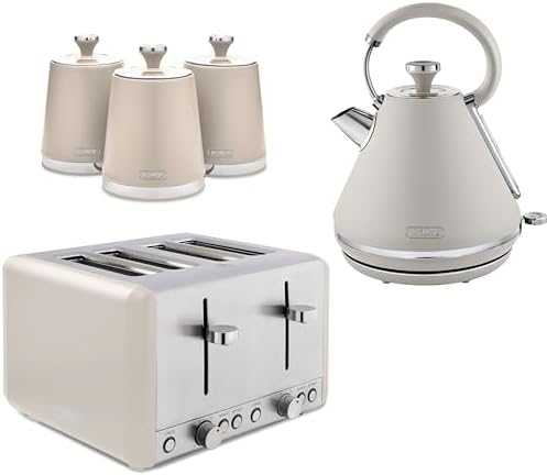 Tower Cavaletto Latte Pyramid Kettle, 4 Slice Toaster, Bread Bin ...