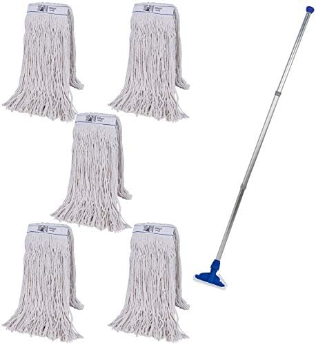 Abbey Heavy Duty Professional Kentucky Mop Handle and Holder With 5 Heads (450g) - Industrial ...