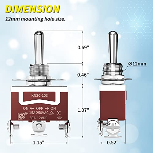 Snapklik.com : Joinfworld Waterproof Toggle Switch 12V Marine ON Off ON ...