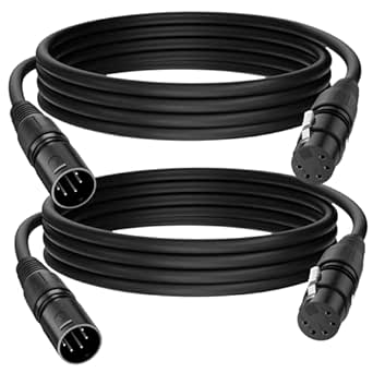Amazon.com: 5 Pin DMX XLR Cable 4FT (2-Pack), DMX512 Male to Female ...