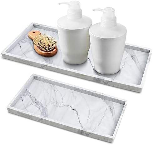 Amazon.com: 2 Packs Silicone Vanity Tray, Large & Small Bathroom Trays ...