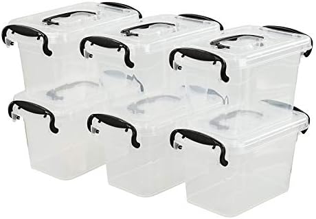 Gitany Mini Transparent Plastic Latch Box, 6 Packs Storage Boxes with ...
