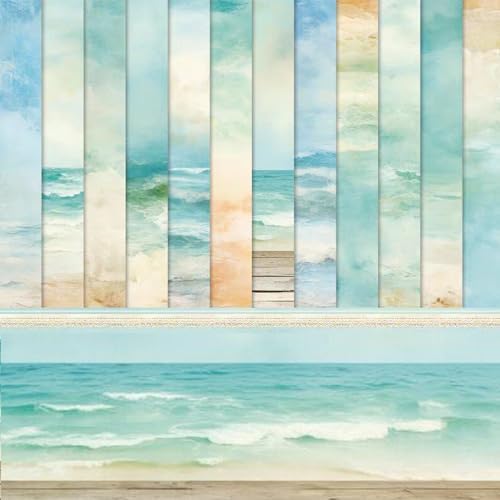 24 Sheets Scrapbooking Background Paper - 6" x 6" Waves Blue Ocean ...