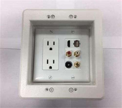 Amazon.com: Certicable White Recessed Wall Plate 2- Power Outlets 1 ...