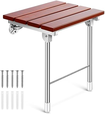 Amazon.com: VEVOR Folding PE Shower Seat, 15.7'' x 14.8'' Unfolded ...