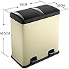 Dual Recycling Bin 60L By HARIMA | Cream Rubbish Bin | Food Waste Pedal ...