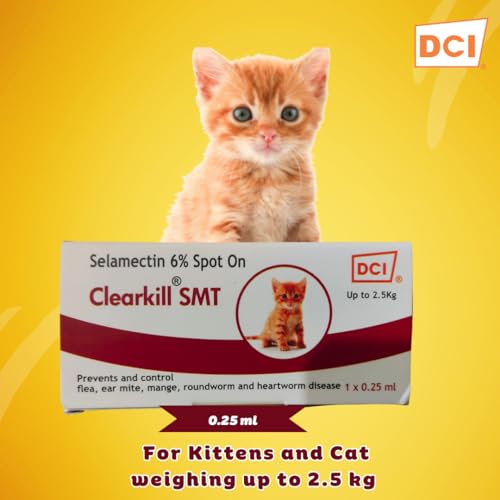 Clearkill SMT Selamectin 6% Flea Spot on 0.25 ml, Treatment of Ear mite ...