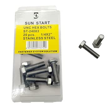 Amazon.com: SUN START S UNC Hex Bolts 1/4 * 2", 20 pcs, 304 Stainless ...