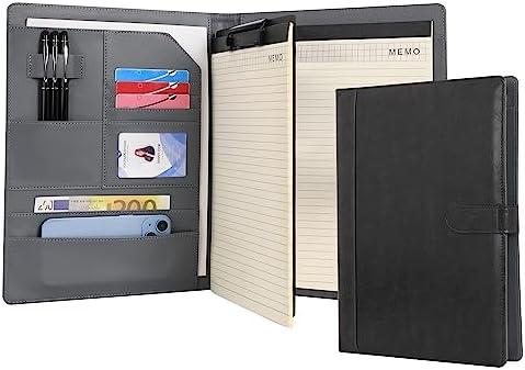 Wason Portfolio Case Leather PU A4 with Clipboard Notepad Forms Holders ...