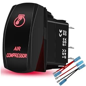 HOKAAER Air Compressor Rocker Switch Toggle On-Off 12V/20A 24V/10A ...