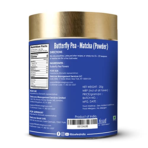 BLUE TEA - Butterfly Pea Vanilla Matcha Powder (1.76 Oz) | Blue Matcha ...