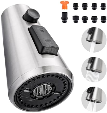 Amazon.com: HEISOK Metal Kitchen Faucet Head Replacement, 2-Mode Pull ...