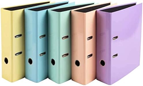 Lever Arch File 70 mm Spine PVC Plastic Assorted Pastel Colours (5 ...