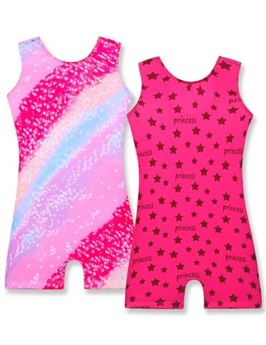 Nymphperi 2 Pack Gymnastics Leotards for Girls Cute Biketards with ...