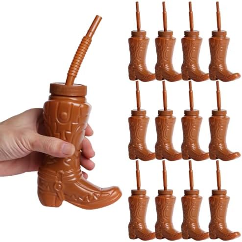Amazon.com: Fxswety Cowboy Boot Cups 10 Ounces Plastic Cowboy Cups with ...