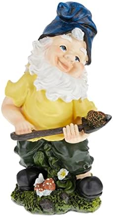 Relaxdays Garden Gnome with Shovel, Weatherproof, Frost-Proof, H x D ...