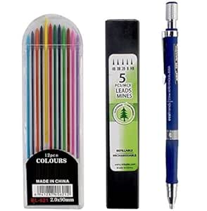 SOL PRO Super Combo Mechanical Pencil with 5 Black Lead Refills And 12 ...