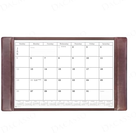 Amazon.com : Dacasso 34” x 20” Chocolate Brown Leather Calendar Desk ...