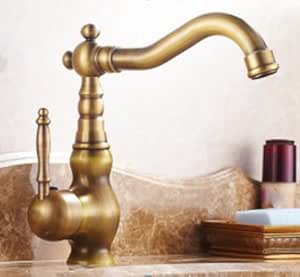 Antique Bronze Basin Taps Bathroom Sink Solid Brass Faucets Single ...