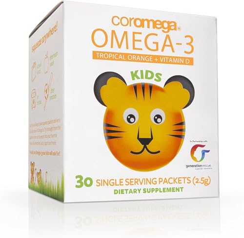 Coromega Kids Omega 3 Fish Oil Supplement, 650mg of Omega-3s, Tropical ...
