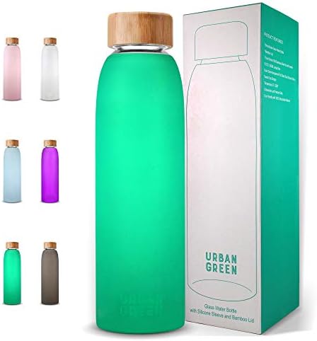 Amazon.com: Glass Water Bottle with Protective Silicone Sleeve and ...