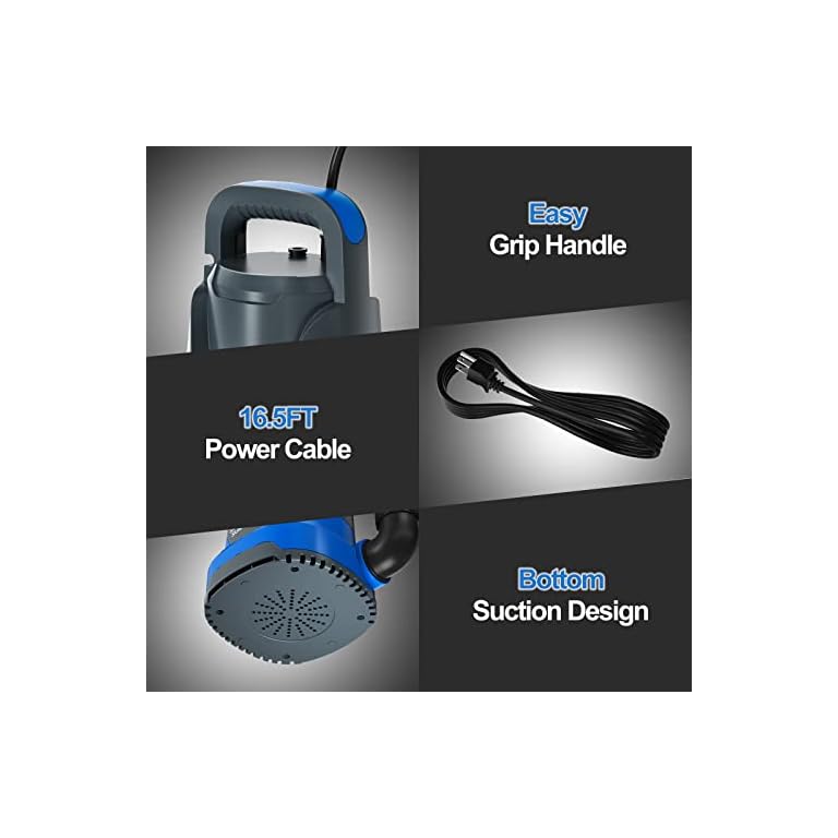 PANRANO 1HP 3500 GPH Sump Pump Submersible Utility Water Pump Portable ...