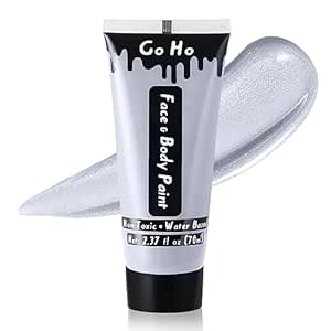 Amazon.com : Go Ho Metallic Silver Body Paint Washable(2.37 oz),Water ...