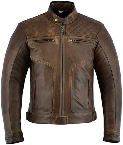 Texpeed Mens Leather Motorcycle Jacket - Touring Motorbike Jacket With ...