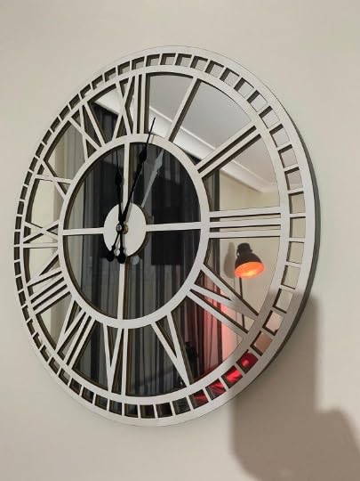 Amazon.com: White Large Mirror Wall Clock Real Silver Mirror Wall Clock ...