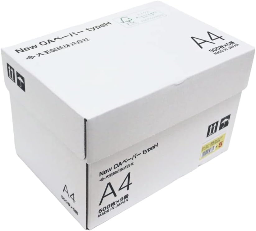 Amazon.co.jp: 大王製紙(Daio Paper) New OAペーパータイプH A4 白色度約92% 紙厚0.088mm 2500枚(500枚×5冊) FSC認証紙 : 文房具 ...