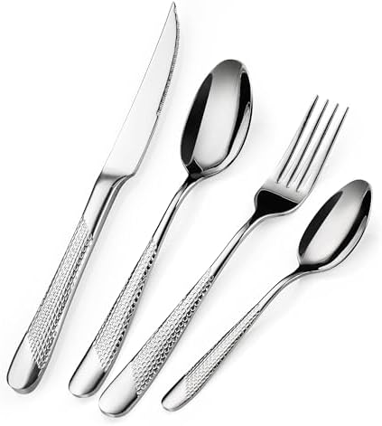 CAOPAOTI Cutlery Set Serving for 6, 24 Pieces Stainless Steel Flatware ...