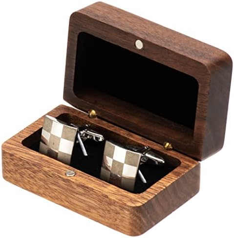 Amazon.com: COSISO Natural Walnut Wooden Cufflink Box For Jewelry ...