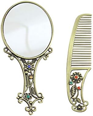 Amazon.com: BIUDECO 1Set Handheld Vintage Makeup Mirror with Comb ...