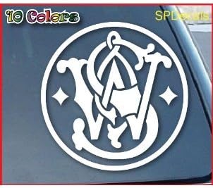 Amazon.com: (2x) 9" Smith & Wesson Firearms Sticker Vinyl Decals Die ...