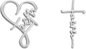 Amazon.com: 2Pcs Faith Brooch Pin Heart Corss Religious Christian Laple ...
