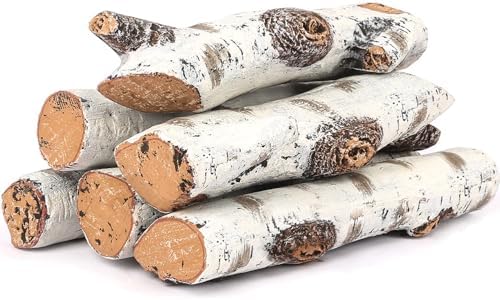 Amazon.com: Ceramic Gas Logs, 6PCS Gas Fireplace Logs, Large Fireplaces ...