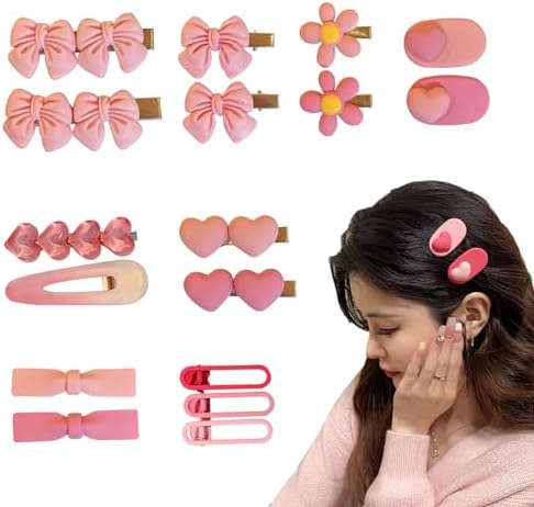 Amazon.com : 17PCS Pink Hair Clips, Sweet Alligator Clips, Chic Snap ...