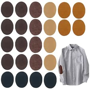 Suede Elbow Patches for Sweaters, 24-Piece Set, 6 Assorted Colors, Oval ...