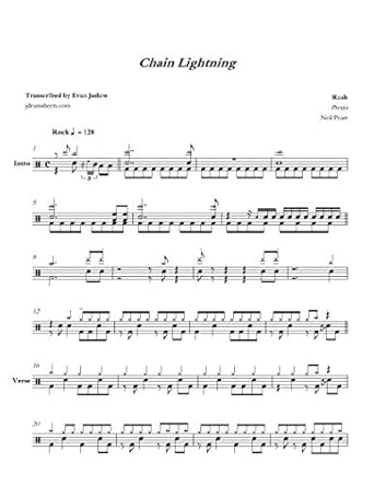 Rush - Chain Lightning: Drum Sheet Music (JDS: Rush Collection ...