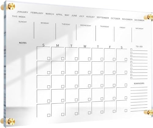 Classic Acrylic Calendar for Wall | Oversize 24' X 18' | Clear Home ...