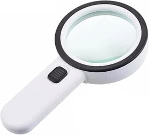 Amazon.com: Microscope 30X Handheld Illuminated Magnifying Glass-12 LED ...